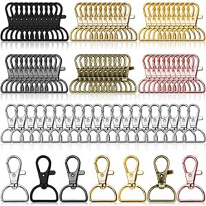 swivel clasp hooks, anezus 80pcs key chain clip hooks, d ring clip lanyard hardware for keychain making, lanyard making, purse hardware, diy craft (3/4” inside width)