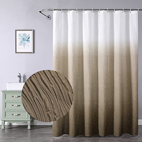 Muuyi Shower Curtain, Brown Shower Curtain, Shower Curtains for Bathroom, Waterproof Shower Curtains with 12 Hooks 72 x 72 Inches