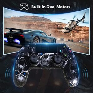 Kujian Controller for PS4 2 Pack Wireless Controller for Playstaion 4/Slim/Pro with Double Shock Gamepads Remote for PS4, Motion Sensor, Gaming Controller with 2 USB Charging Cord (Skull+Galaxy)