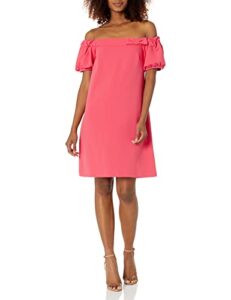 calvin klein women's bow at shoulder dress, watermelon, 8