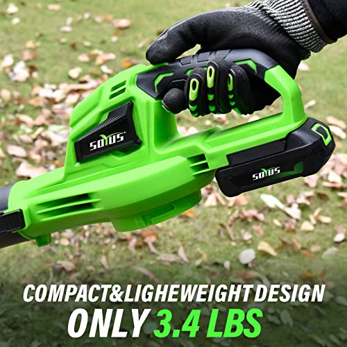 SOYUS Leaf Blower Cordless with Battery and Charger, 150 MPH 20V Electric Leaf Blower with Two-Speed Mode, Blowers for Lawn Care, Debris Dust Cleaning, Snow Blower