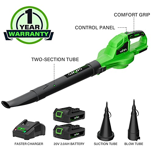 SOYUS Leaf Blower Cordless with Battery and Charger, 150 MPH 20V Electric Leaf Blower with Two-Speed Mode, Blowers for Lawn Care, Debris Dust Cleaning, Snow Blower