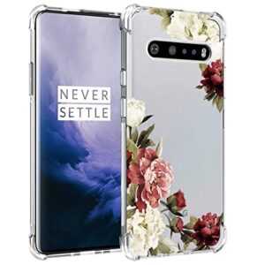 zoeirc case for lg v60 thinq 5g case/lg v60/lm-v600 clear case for girls women, soft tpu shockproof protective transparent case cover for lg v60 (blossom flower)