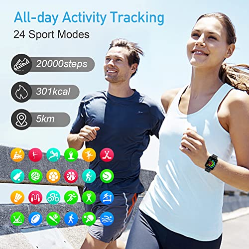 Smart Watch for Men Women Fitness: (Make/Answer Call) Bluetooth Smartwatch for Android Phone iPhone Waterproof Run Sport Digital Watches Blood Pressure Heart Rate Monitor Step Counter Sleep Tracker