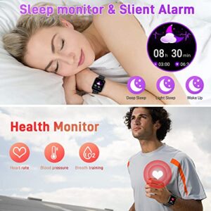 Smart Watch for Men Women Fitness: (Make/Answer Call) Bluetooth Smartwatch for Android Phone iPhone Waterproof Run Sport Digital Watches Blood Pressure Heart Rate Monitor Step Counter Sleep Tracker