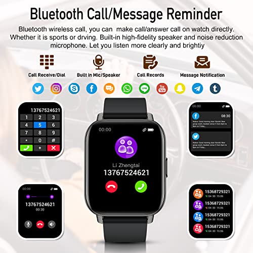 Smart Watch for Men Women Fitness: (Make/Answer Call) Bluetooth Smartwatch for Android Phone iPhone Waterproof Run Sport Digital Watches Blood Pressure Heart Rate Monitor Step Counter Sleep Tracker