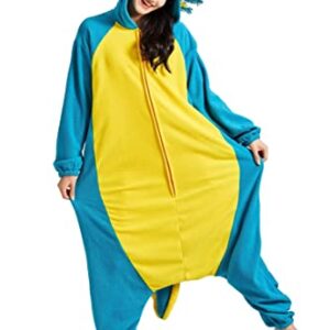 DarkCom Animal Onesie Flannel One Piece Cosplay Blue Axolotl Halloween Costume for Girls Boys