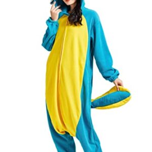 DarkCom Animal Onesie Flannel One Piece Cosplay Blue Axolotl Halloween Costume for Girls Boys