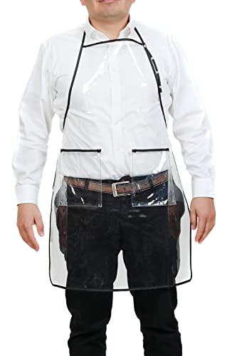 Waterproof Apron With Pockets For Women And Men. Chef, Server, Hairstylist, Dishwasher in Transparent/Clear/Black/White