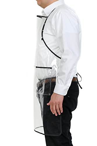 Waterproof Apron With Pockets For Women And Men. Chef, Server, Hairstylist, Dishwasher in Transparent/Clear/Black/White