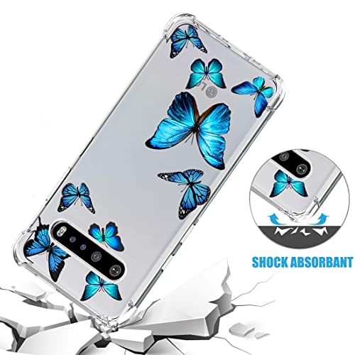 Tothedu Phone Case for LG V60 ThinQ 5G Case/LG V60/LM-V600 Case for Girls, Clear Slim Shockproof Pattern Soft Flexible TPU Back Phone Protective Cover Cases for LG V60 ThinQ (Butterfly)