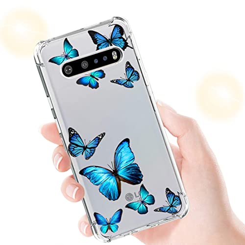 Tothedu Phone Case for LG V60 ThinQ 5G Case/LG V60/LM-V600 Case for Girls, Clear Slim Shockproof Pattern Soft Flexible TPU Back Phone Protective Cover Cases for LG V60 ThinQ (Butterfly)