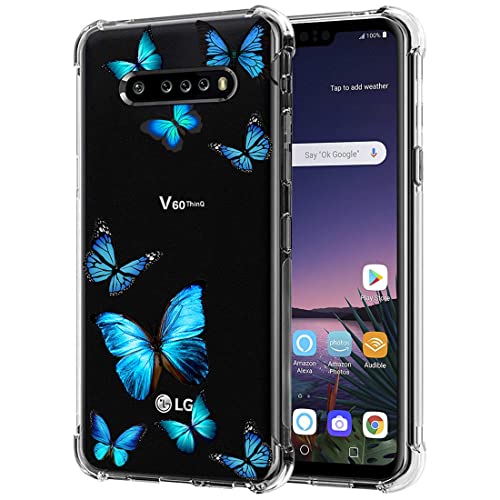 Tothedu Phone Case for LG V60 ThinQ 5G Case/LG V60/LM-V600 Case for Girls, Clear Slim Shockproof Pattern Soft Flexible TPU Back Phone Protective Cover Cases for LG V60 ThinQ (Butterfly)