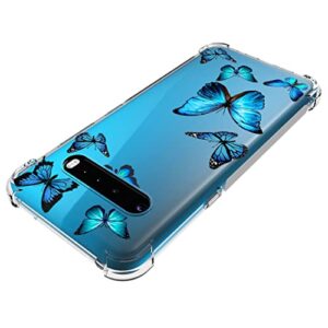 Tothedu Phone Case for LG V60 ThinQ 5G Case/LG V60/LM-V600 Case for Girls, Clear Slim Shockproof Pattern Soft Flexible TPU Back Phone Protective Cover Cases for LG V60 ThinQ (Butterfly)