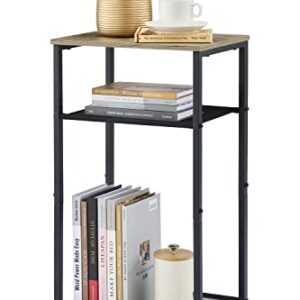 Hoctieon 3 Tier End Table, Telephone Table, Tall Side Table with Storage, Small Nightstand for Small Spaces, Metal Frame, For Living Room, Bedroom, Sofa Couch, Hall, Easy Assembly, Greige