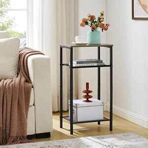 Hoctieon 3 Tier End Table, Telephone Table, Tall Side Table with Storage, Small Nightstand for Small Spaces, Metal Frame, For Living Room, Bedroom, Sofa Couch, Hall, Easy Assembly, Greige