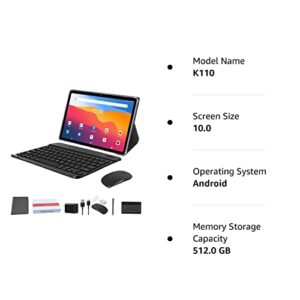 2023 Newest 2 in 1 Tablet 128GB Storage+1TB Expand 10 inch Tablets, 2.4G&5G WIFI Tablet PC, Android Tablet with Keyboard, Octa Core, HD Touchscreen,13MP Dual Camera, GMS Tablet with Case Mouse (Gray)