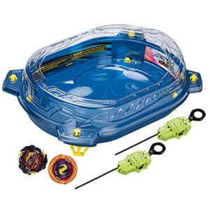 beyblade burst quadstrike thunder edge battle set, battle game set with beystadium, 2 spinning top toys, and 2 launchers for ages 8 and up