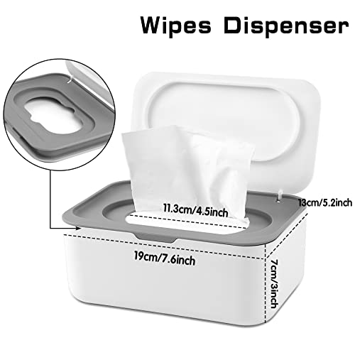 3 Pack Baby Wipes Dispenser Wipes Holder with Lids, Keeps Wipes Fresh, Refillable Wipes Container with Sealing Design, Bathroom Tissues Wipes Case Box