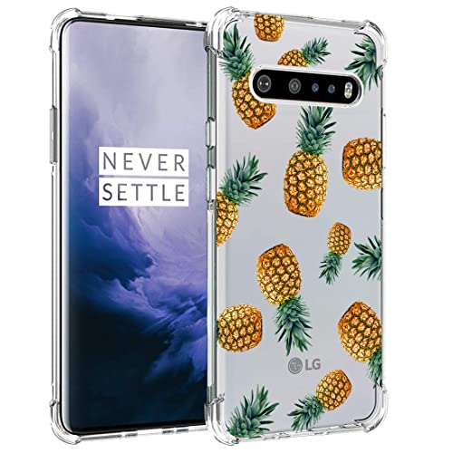 Vavies Case for LG V60 ThinQ 5G Case/LG V60/LM-V600 Case, Slim Shockproof Clear Pattern Soft Flexible TPU Back Phone Protective Cover Cases for LG V60 ThinQ 5G (Pineapple)