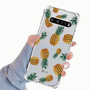 Vavies Case for LG V60 ThinQ 5G Case/LG V60/LM-V600 Case, Slim Shockproof Clear Pattern Soft Flexible TPU Back Phone Protective Cover Cases for LG V60 ThinQ 5G (Pineapple)