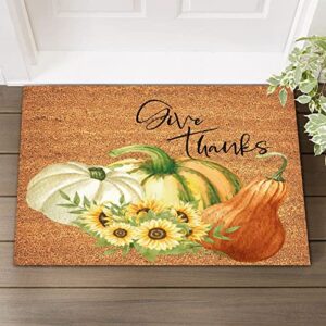 welcome rug pumpkin sunflower fall leaves entryway outdoor floor door mat with heavy duty backing give thanks coir mat outdoor - front door entryway mats welcome home gifts 16x24in