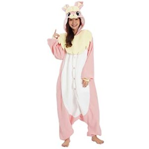 sazac fluffy rabbit kigurumi onesie jumpsuit halloween costume (pink)