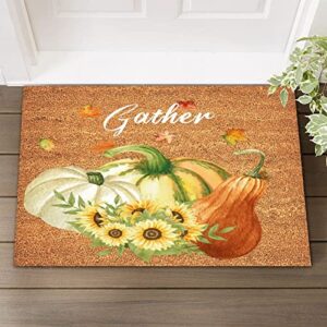 fall gather coir doormat weather resistant door mats outdoor funny indoor outdoor welcome front entrance doormat autumn pumpkin sunflowers fall welcome mat front door entryway mats 16x24in