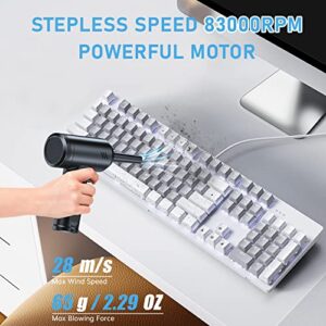 Aluan Compressed Air Duster, 83000RPM Powerful Cordless Dust Blower Stepless Speed 7800mAh Rechargeable Keyboard Cleaner Reusable Electric Air Duster, Replace Compressed Air Cans