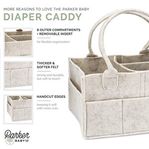 Parker Baby Diaper Caddy - Nursery Storage Bin and Car Organizer for Diapers and Baby Wipes - Large, White