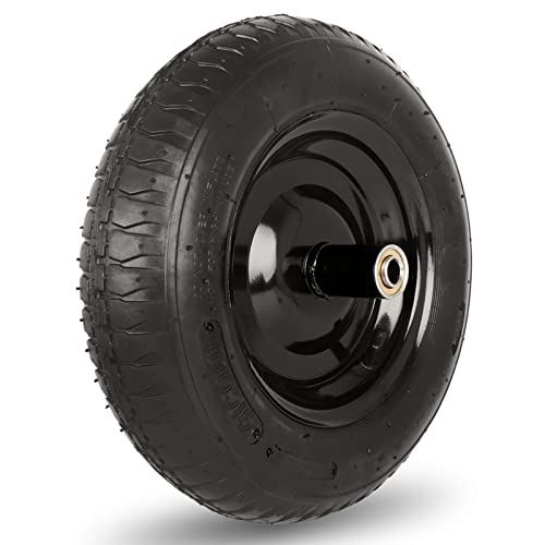 GICOOL 14.5" Tire and Wheel, 3.50-8 Wheelbarrow Pneumatic Tire, with 6" Centered Hub, 5/8" Axle Bore Hole, Sealed Bearings for Wheelbarrows Trolley Dolly Garden Wagon Gorilla Cart Wheel Replacement