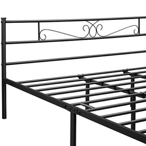 Yaheetech 13 inch King Classic Bed Metal Mattress Foundation Platform with Headboard and Footboard/No Box Spring Needed/Under Bed Storage/Strong Slat Support Black