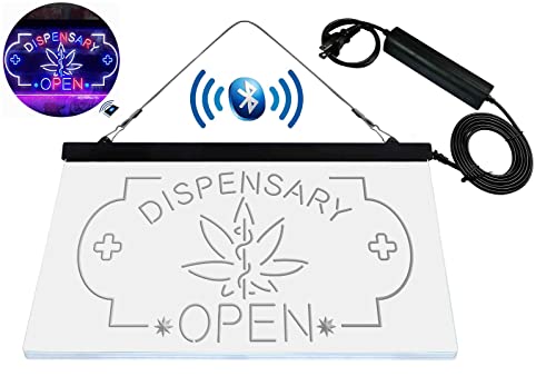 Dispensary Store Open Tri-color Led Neon Sign White & Blue & Orange 17.7 x 13.6 Inches st9s43-i3374-wbo