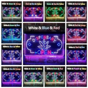 Dispensary Store Open Tri-color Led Neon Sign White & Blue & Orange 17.7 x 13.6 Inches st9s43-i3374-wbo