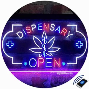 Dispensary Store Open Tri-color Led Neon Sign White & Blue & Orange 17.7 x 13.6 Inches st9s43-i3374-wbo