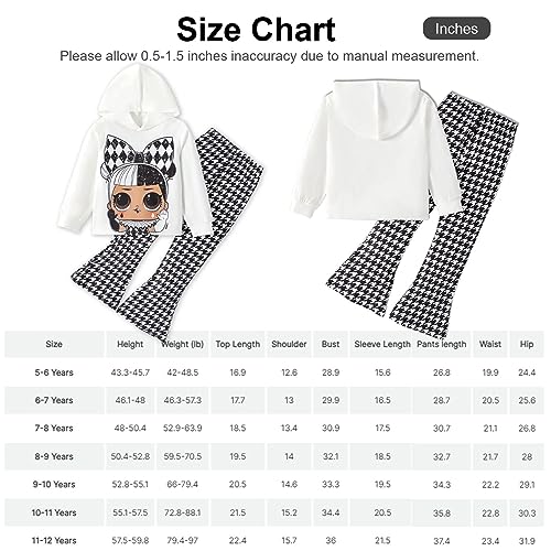 L.O.L. Surprise! Girls Clothes Hoodie and Pant Long Sleeve Stars Print Sweatshirt Leggings Girls Outfits Sets 2Pcs White 9-10 Years