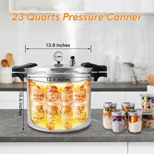 RemixOri Pressure Canners for Canning Jars, 23qt Canner Pressure Cooker for Canning, 23 Quart Canning Pressure Cooker Canner with Gauge & 1 Steaming Rack Included, Aluminum Polished, Quick Heat-up for Food Preserving