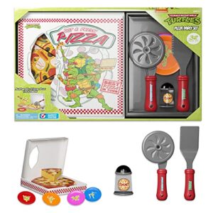 kids pizza toy set, pretend kitchen play food, slice & serve toy pizza with box, pie cutter & fake condiments