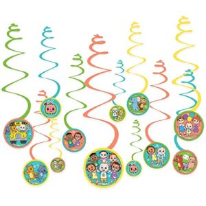 Cocomelon Party Supplies Pack Serves 16: Cocomelon Birthday Party Supplies, Cocomelon Plates Napkins Cups Table Cover and Hanging Swirl Decorations with Birthday Candles (Bundle for 16)