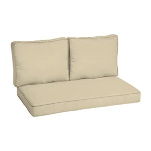 arden selections outdoor loveseat cushion set 46 x 26, tan leala