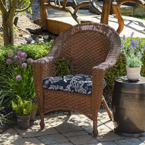 Arden Selections Outdoor Wicker Chair Cushion 18 x 20, Sapphire Blue Ashland Jacobean