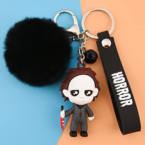 CEMMY XU Women Men Halloween Keychain Horror Movie Keychains Small Bell for Party Favor Key-304