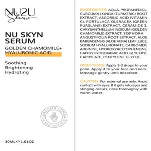 NU2U Skincare NU Skyn Serum | Hyaluronic Acid Serum for Face with Vitamin C | Brightening Serum for Dark Spots, Anti Aging, Fine Lines, and Wrinkles, Fragrance Free | 1.01 Fl. oz