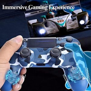 AUGEX Wireless Controller for PS4 Controller, Blue Camo Gamepad Compatible with Playstation 4 Controllers, Game Remote for PS4 Controller Pro with Joystick/Mando