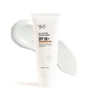 nu2u skincare nu shyne sunscreen | broad spectrum spf 50+ face sunscreen | reef friendly for sensitive skin | 3.38 oz