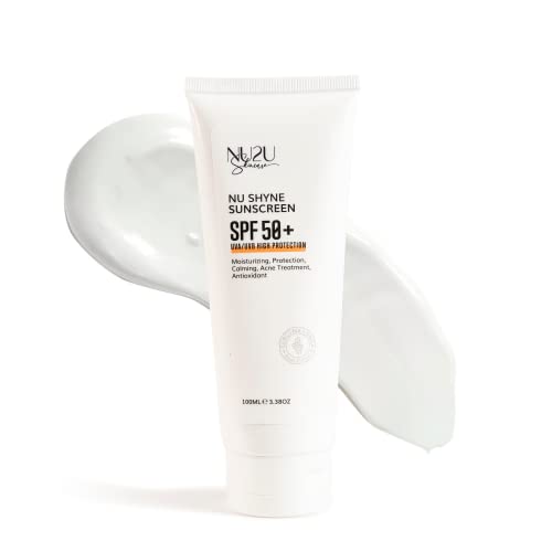 NU2U Skincare NU Shyne Sunscreen | Broad Spectrum SPF 50+ Face Sunscreen | Reef Friendly for Sensitive Skin | 3.38 Oz