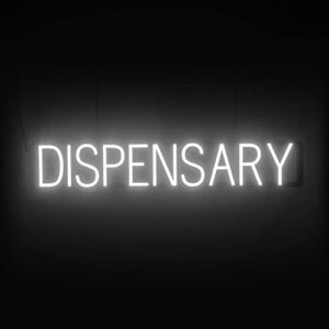 spellbrite dispensary neon-led sign for smoke shops. 36.7" x 6.3" ultra bright, energy efficient, long-life led. visible indoors from 500+ feet with 8 animation settings (white)