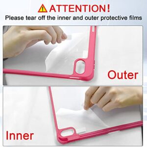 OKP for New iPad 10th Generation Case 2022, ipad 10.9 inch Case with Trifold Stand, Auto Wake/Sleep, ipad 10 gen Protective Cover with Slim Lightweight Clear PC Back Shell for Women Men, Rose Red