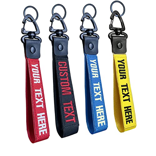 QJS PATCH Customzied Keychain,Personalized Key Tag with Key Ring Car Key Chain Clip Nylon Webbing Buckle for key,Tactical Backpack