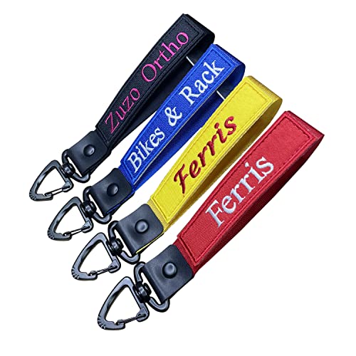 QJS PATCH Customzied Keychain,Personalized Key Tag with Key Ring Car Key Chain Clip Nylon Webbing Buckle for key,Tactical Backpack